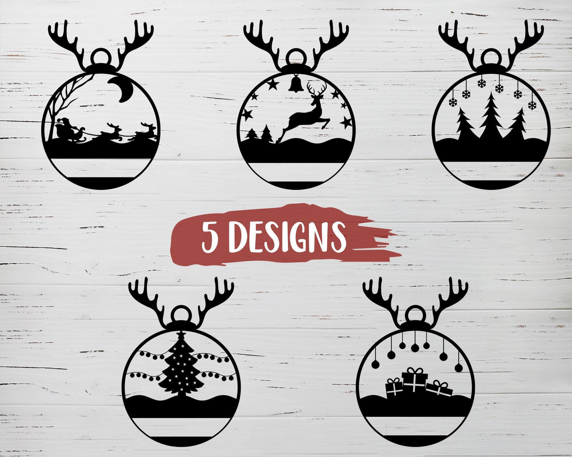 Christmas Ornament SVG Laser Cut Files: Santa, Tree, Gift (digital ...