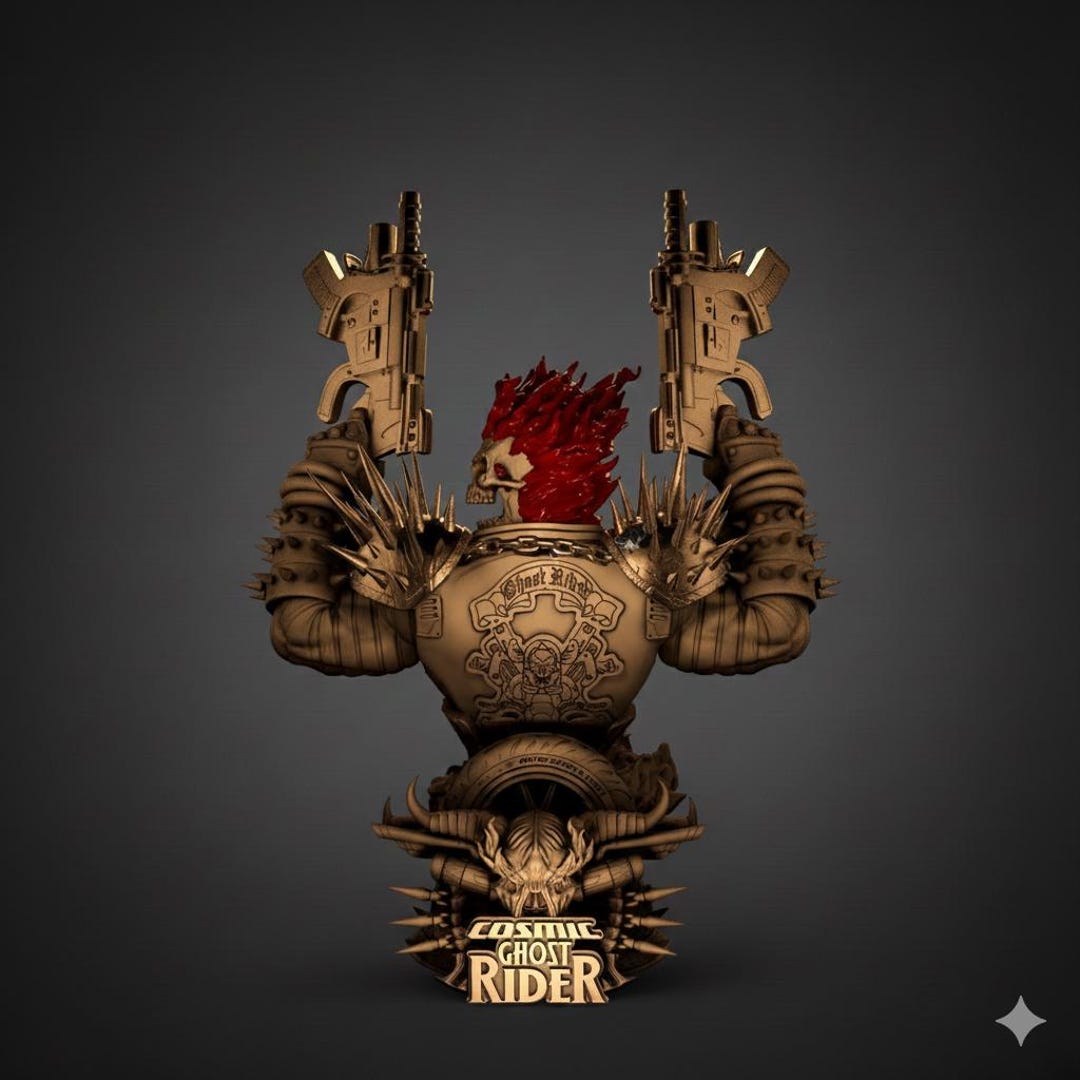 Ghost Rider Bust STL 3D Printable Flaming Skull Bust Resin Print Model ...