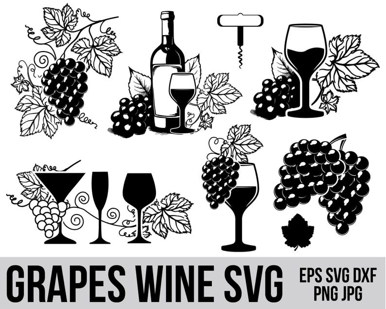 Wine SVG Bundle, Grapevine SVG, Wine Bottle and Glass Svg, Grapevine Svg, Drinking Wine Svg ...
