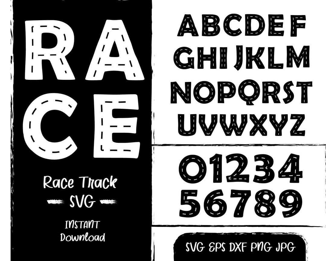 Race Track Alphabet SVG, Road Numbers, Car Racing, Road Bundle, Letters ...