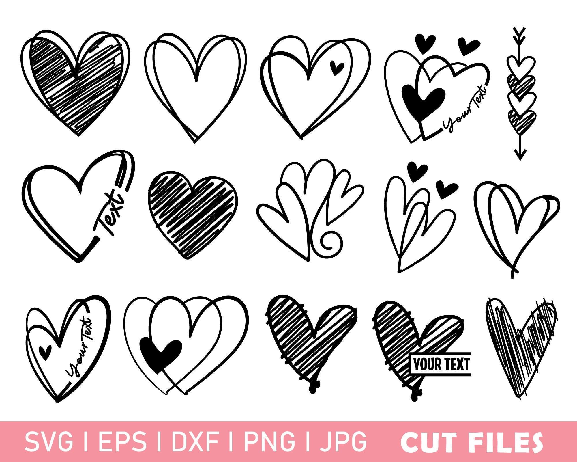 Doodle Heart SVG Bundle, Hand Drawn Heart SVG, Doodle Heart Svg, Sketch ...