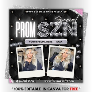 Prom Booking Flyer, Prom Hair Flyer, Prom Season Nails Lashes Makeup ...