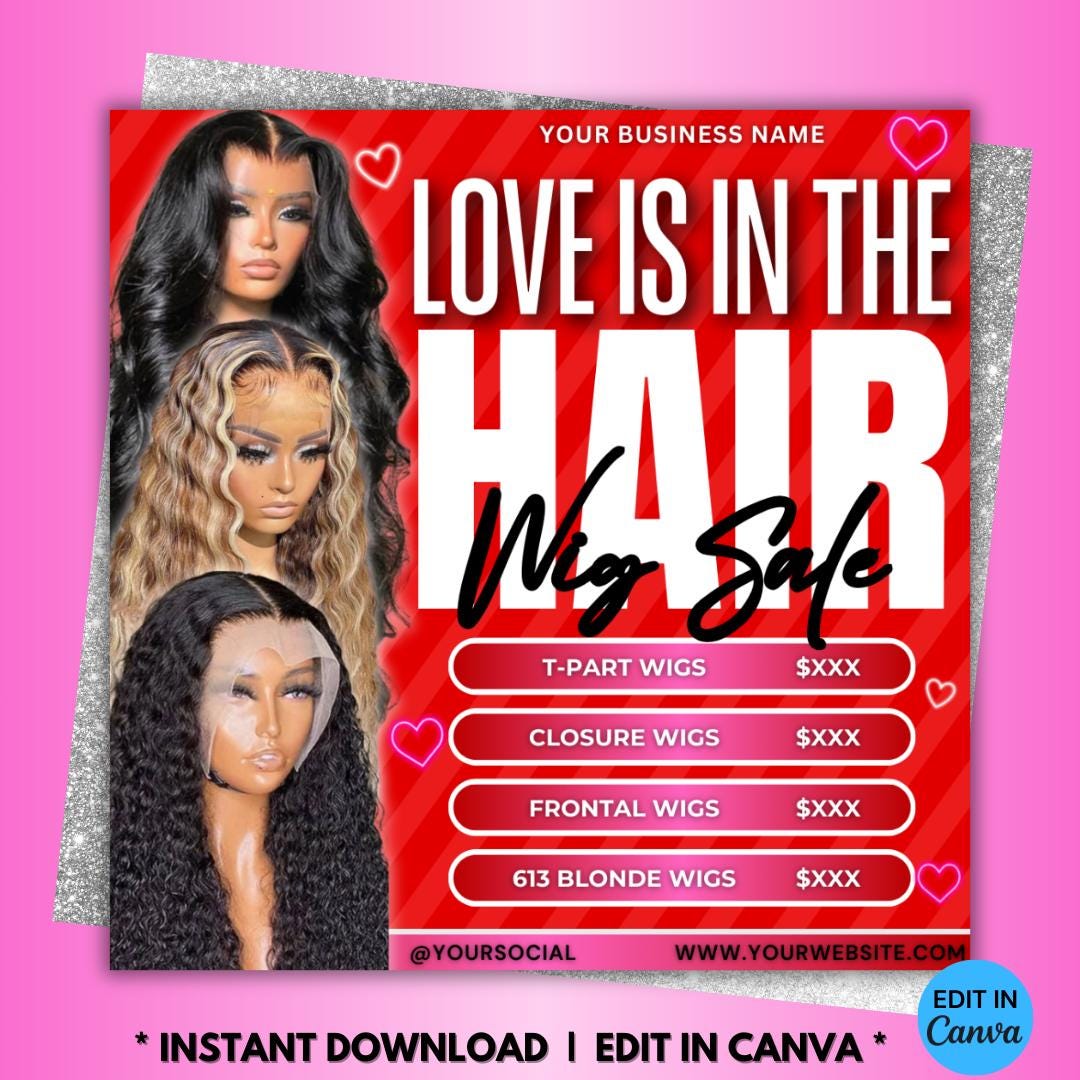 Wig Flyer, February Wig Flyer, February Booking Flyer, Valentines Day ...