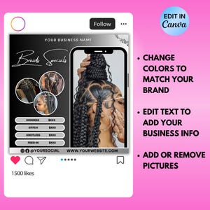 Braid Flyer, Braider Booking Flyer, Braid Specials, Braid Salon ...