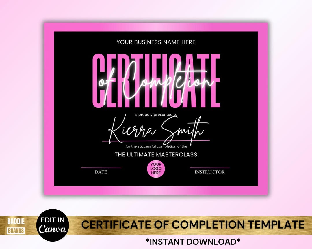 Certificate of Completion Template, Lash Certificate, Nail Certificate ...