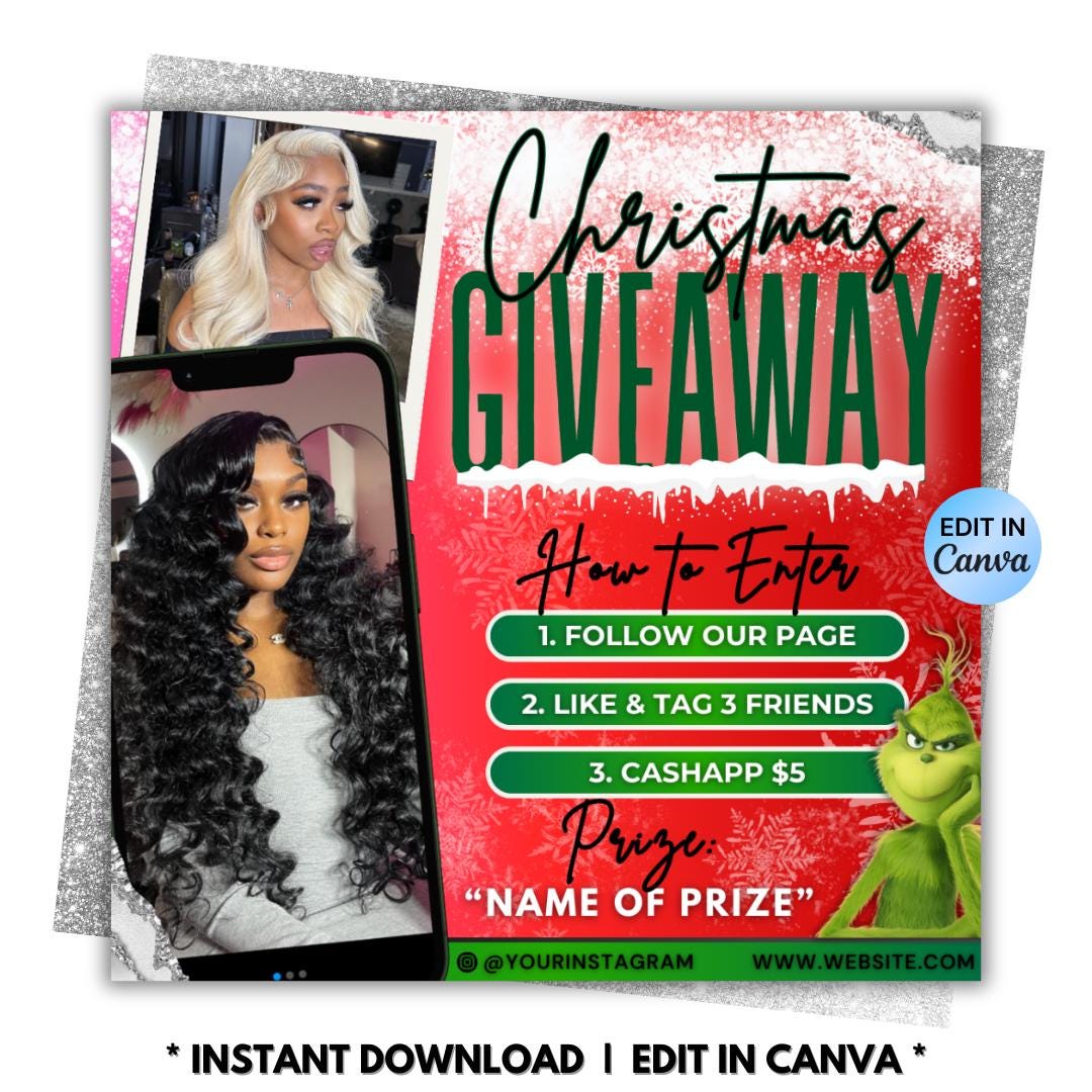 Giveaway Flyer, Raffle Flyer, Instagram Giveaway, Christmas Raffle ...
