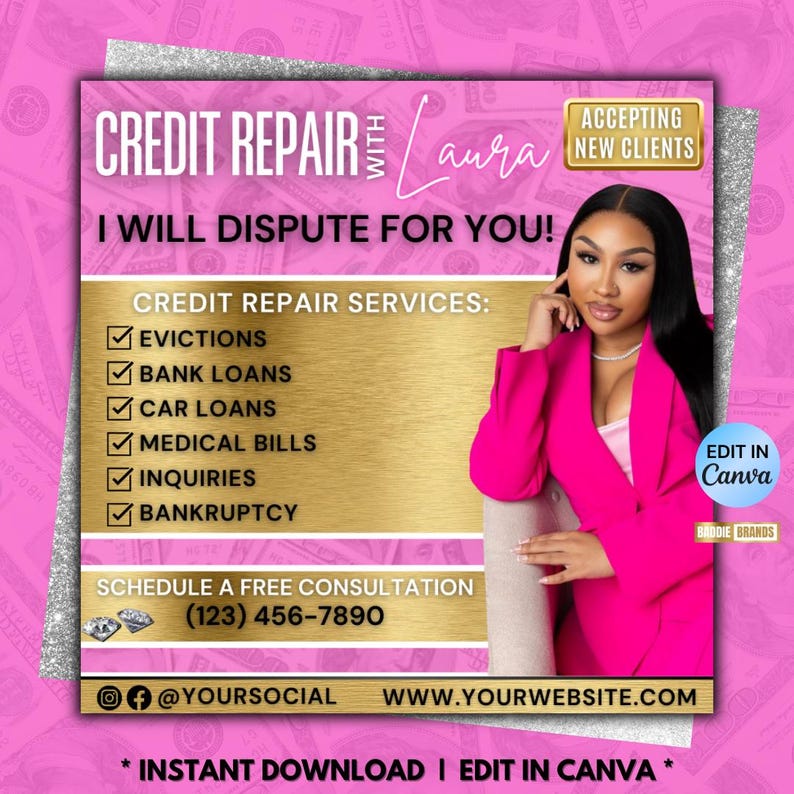 Credit Repair Flyer, Credit Repair Service Flyer Template - Credit Restoration Consultation ...