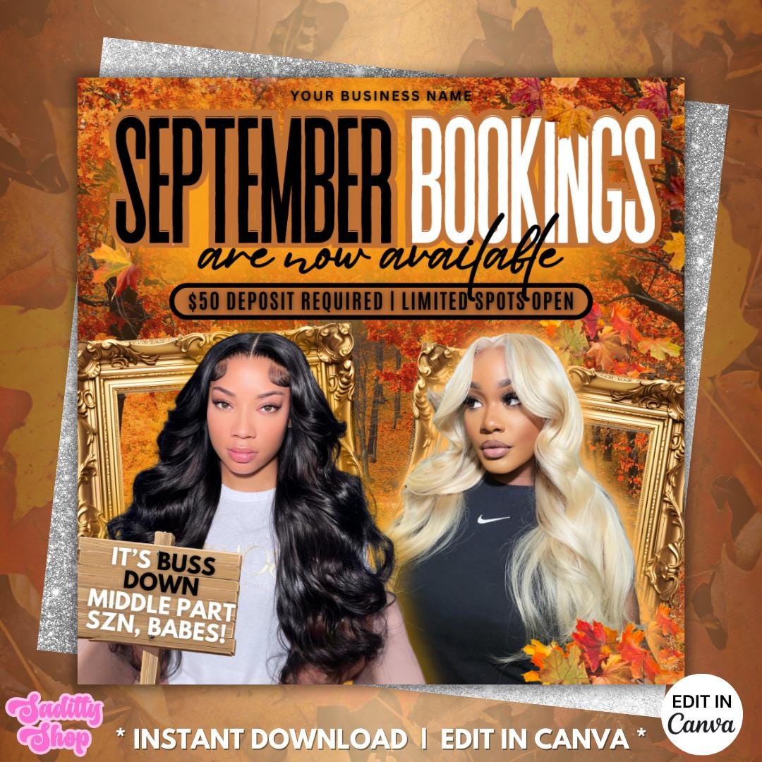September Booking Flyer, Fall Booking Flyer, September Hair Flyer, Lash ...