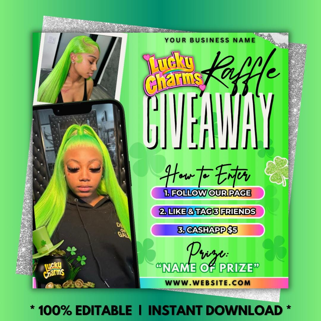 Giveaway Flyer Template, Raffle Flyer, Instagram Giveaway Flyer ...