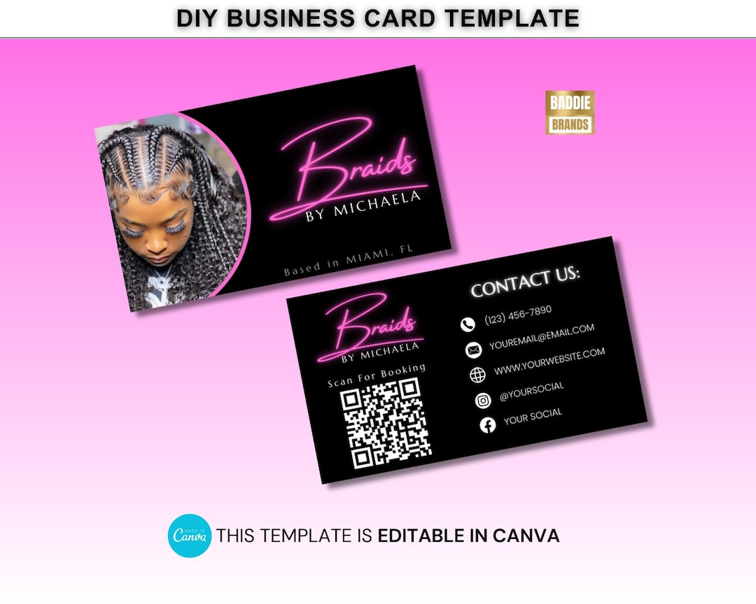 Braid Business Card Design Template, Business Card Template, QR Code ...