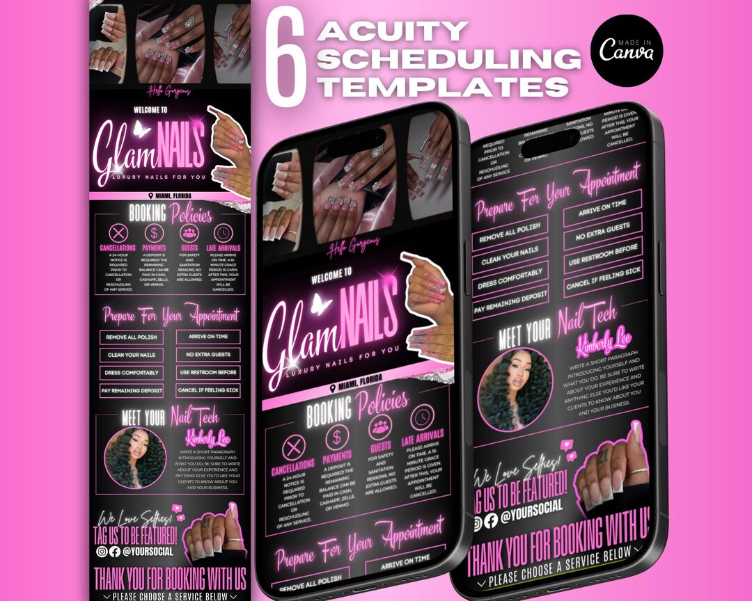 Acuity Scheduling Template Nail Tech Nail Booking Website Nail Artist ...