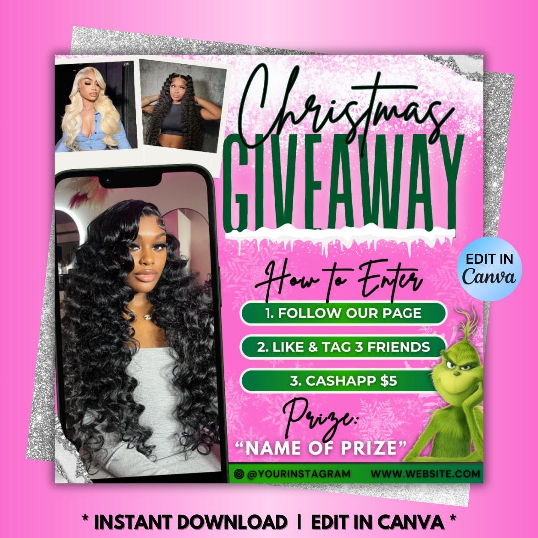 Christmas Giveaway Flyer, Raffle Flyer, Instagram Giveaway Flyer ...