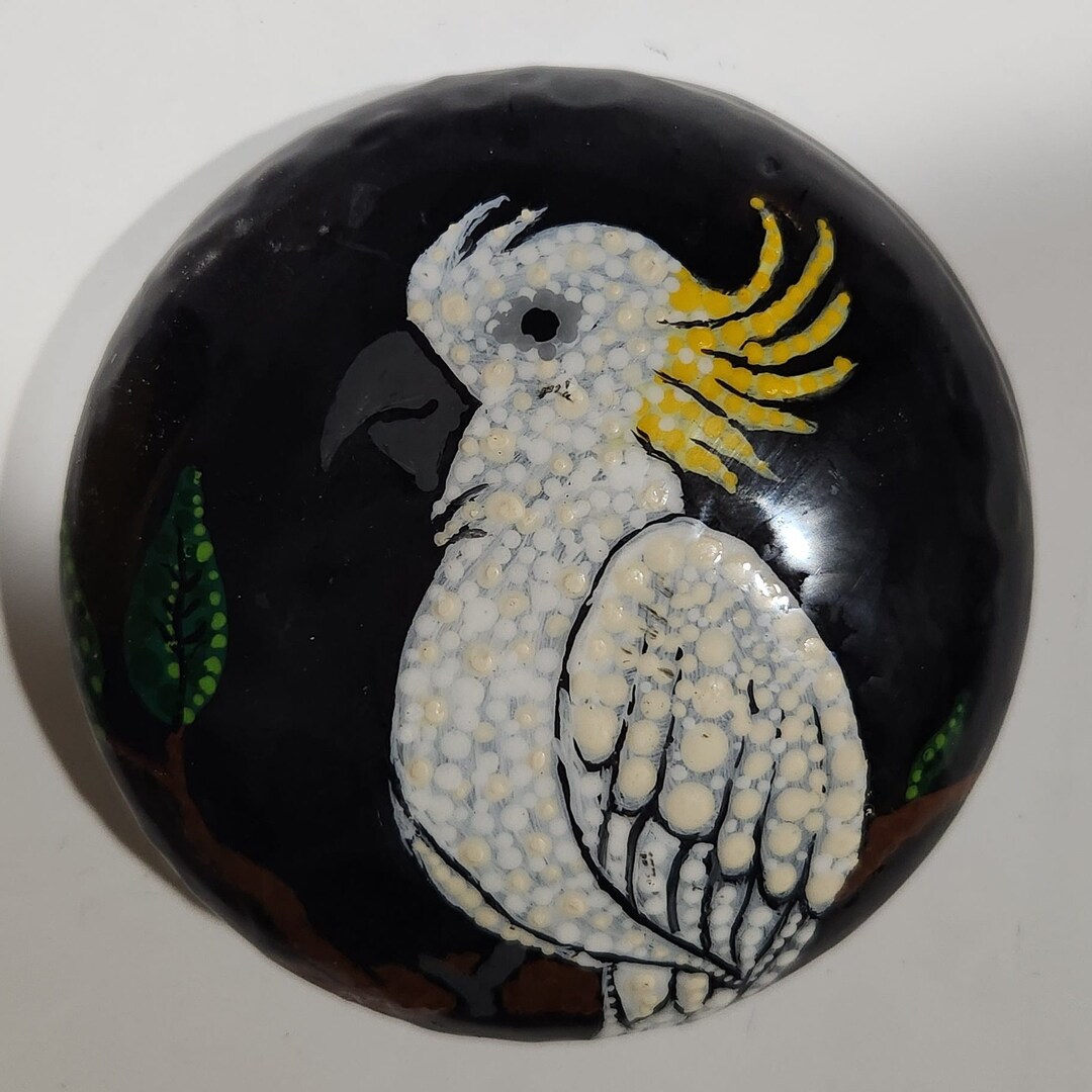 Mandala Dotted Cockatoo Stone - Etsy