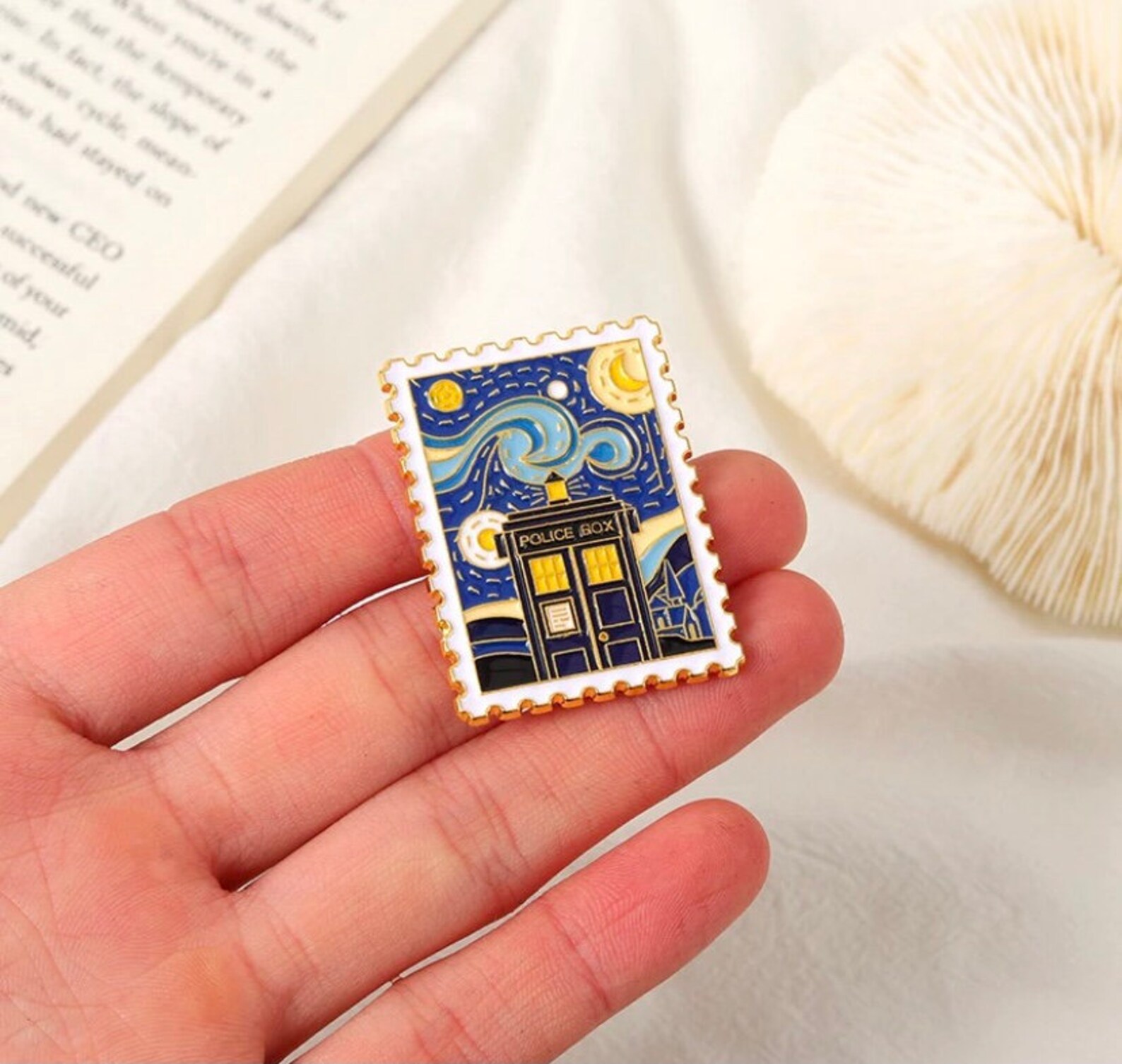 Tardis Starry Night Enamel Pin Badge Stamp Design Doctor - Etsy UK