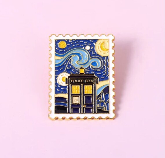 Tardis Starry Night Enamel Pin Badge Stamp Design Doctor - Etsy UK