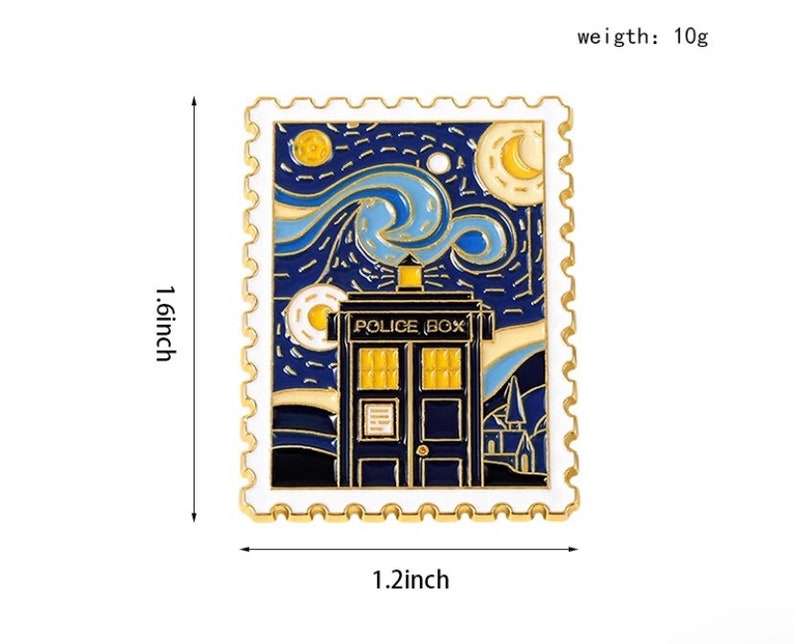 Tardis Starry Night Enamel Pin Badge Stamp Design Doctor - Etsy UK