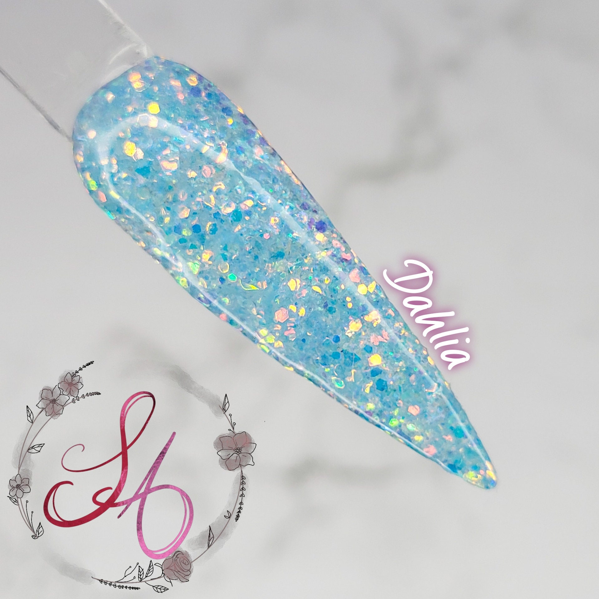 Dahlia Iridescent Pastel Blue Glitter Dip Powder - Etsy