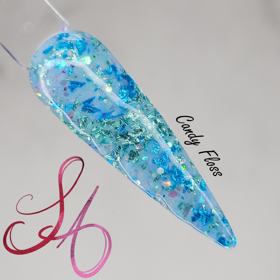 Candy Floss Dip Powder Blue Pastel Glitter Foil - Etsy