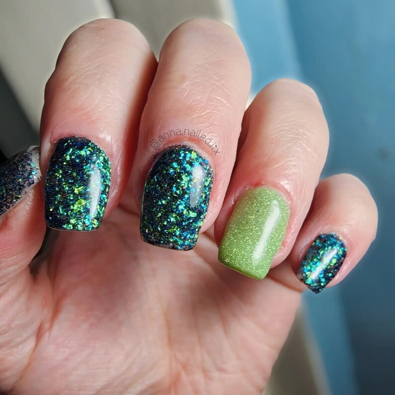 Sea Serpent Dip Powder Green Gold Shimmer - Etsy