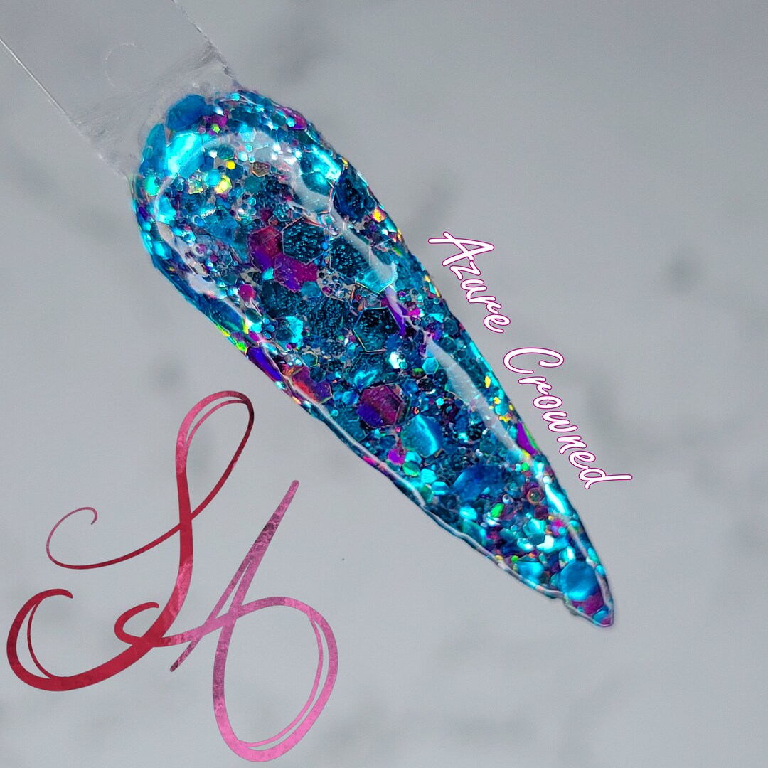 Azure Crowned Dip Powder Blue Purple Holo Glitter - Etsy