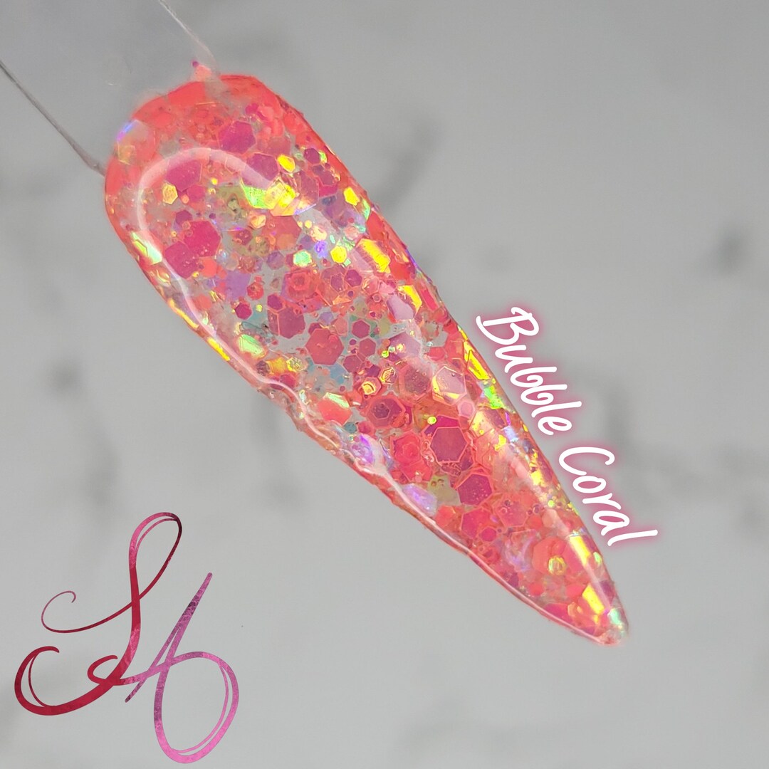 Bubble Coral Dip Powder Coral Sheer Glitter - Etsy
