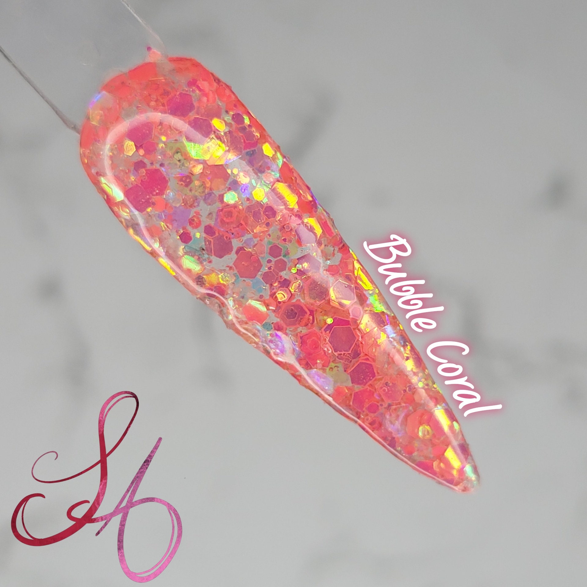 Bubble Coral Dip Powder Coral Sheer Glitter - Etsy