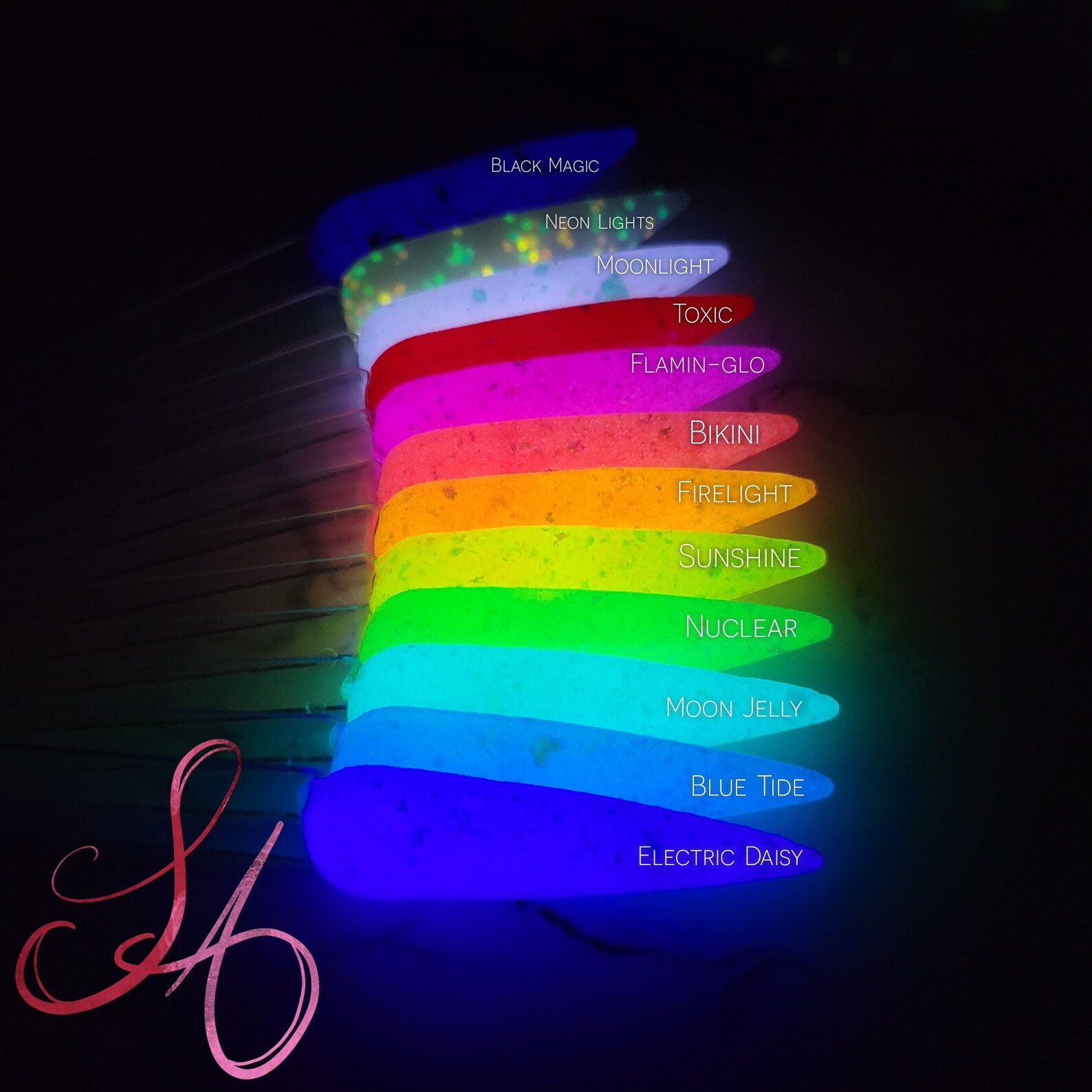 Neon Lights Glow in the Dark Dip Powder Collection - Etsy