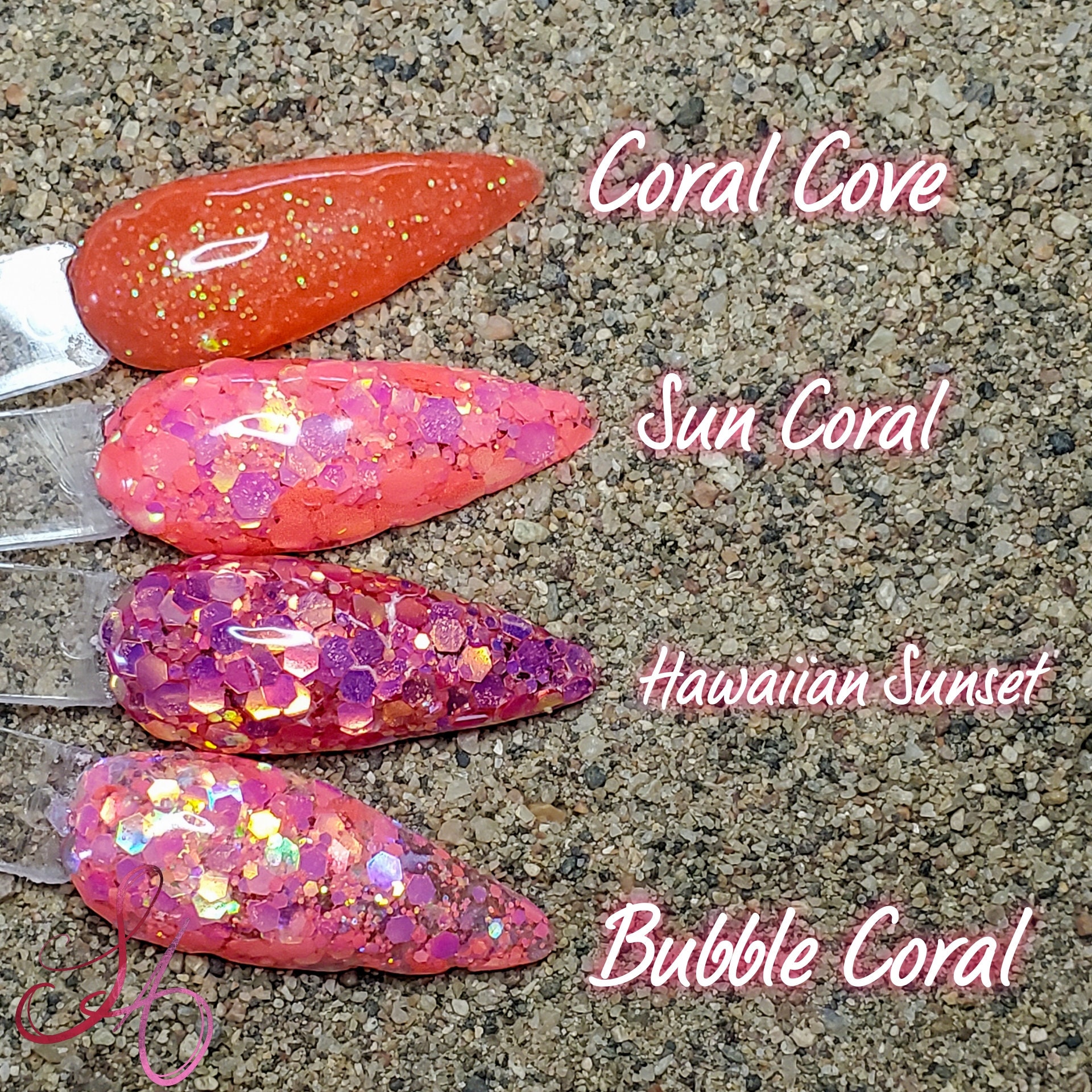 Bubble Coral Dip Powder Coral Sheer Glitter | Etsy