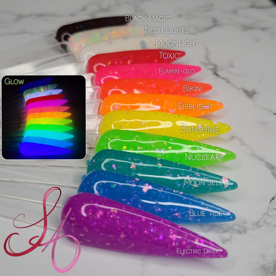 Neon Lights Glow in the Dark Dip Powder Collection - Etsy