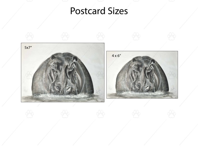 Hippo Postcard Printable on A4 Paper Original Artwork | Etsy