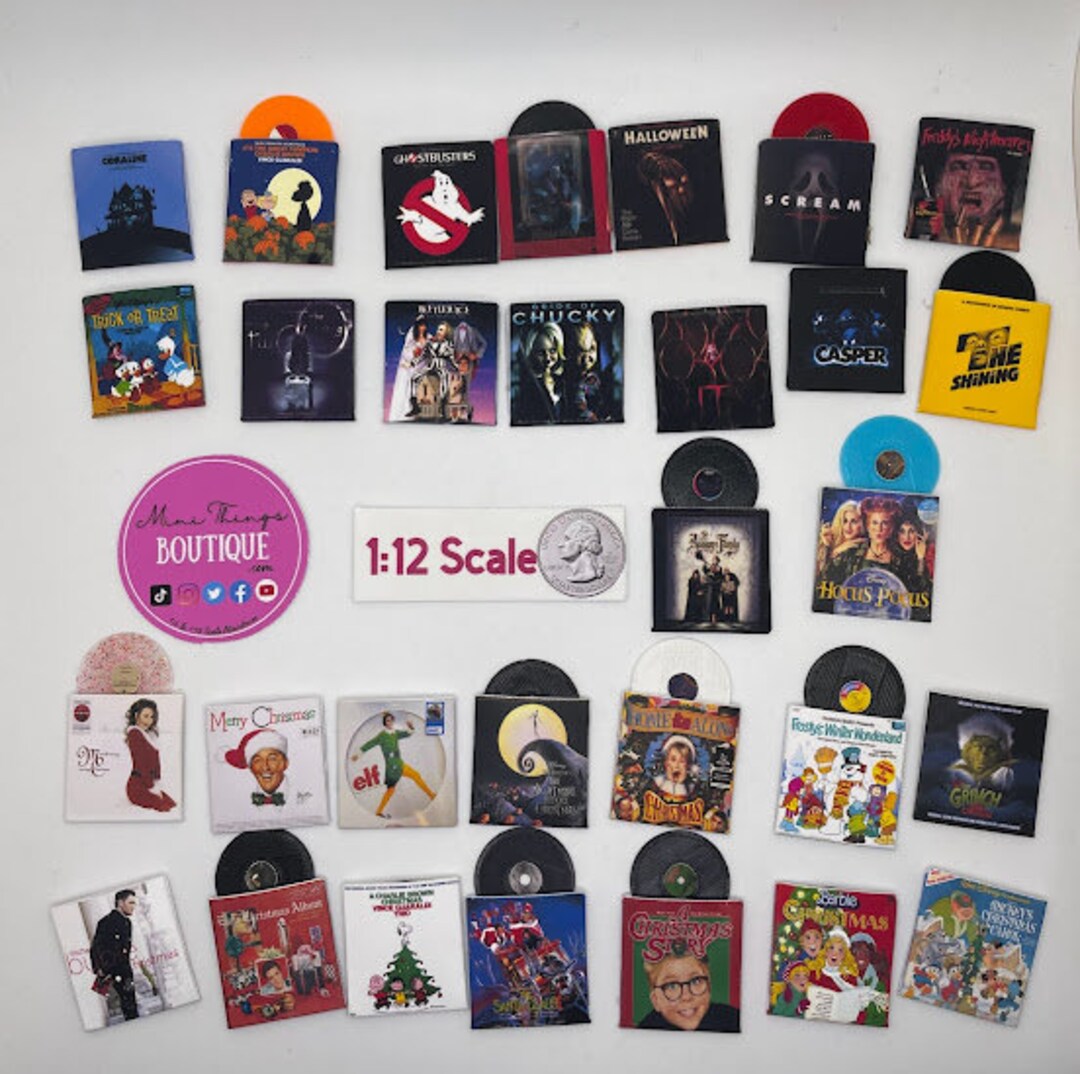 1:12 Scale Halloween/christmas Soundtracks Record Albums With Pretend ...