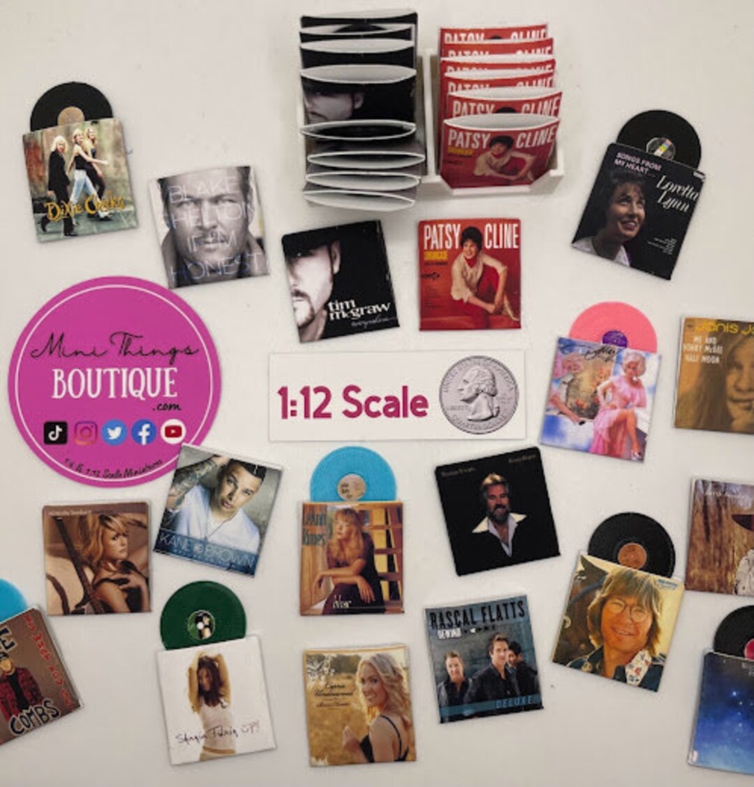 1:12 Scale Country Record Albums With Pretend Records Inside each Sold ...