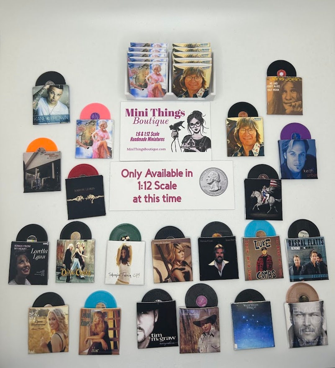 1:12 Scale Country Record Albums With Pretend Records Inside (each Sold ...