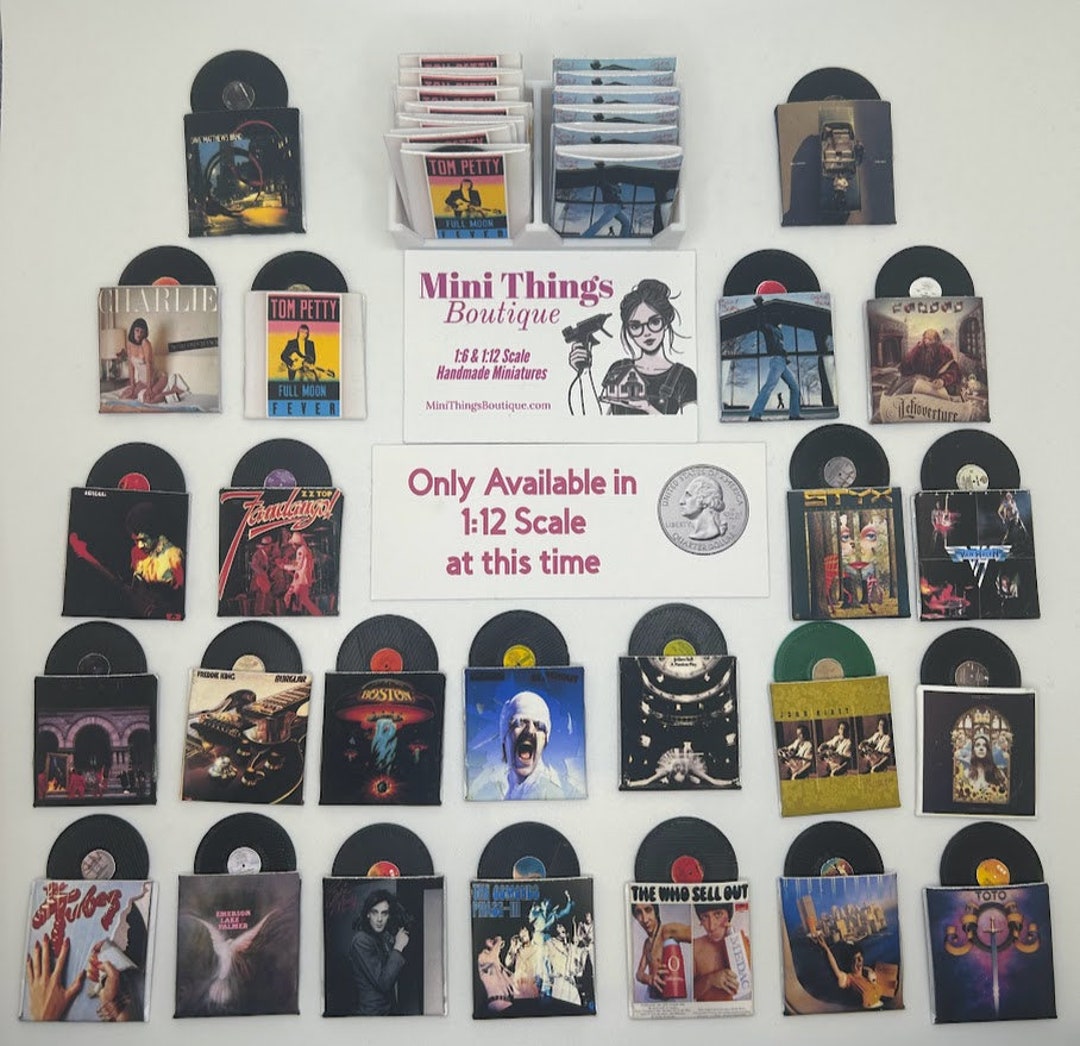 1:12 Scale Classic Rock 2 of 2 Mini Record Albums With Pretend Record ...