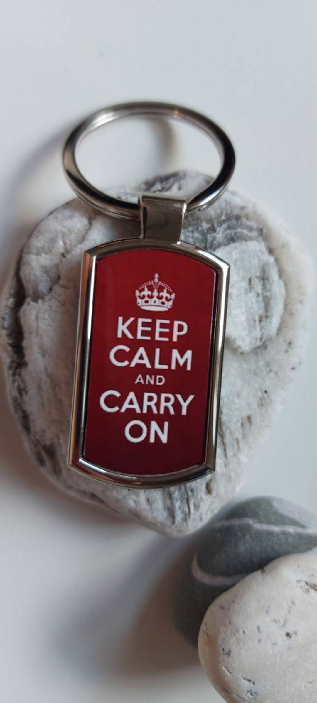 Keep Calm and Carry on Chrome Keyring Key Fob Keychain Comes - Etsy