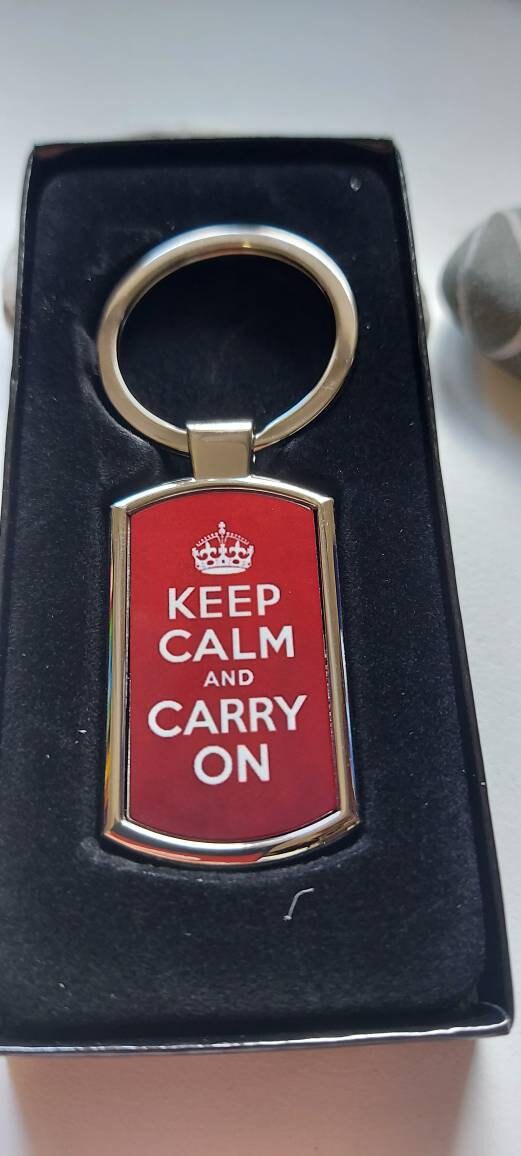 Keep Calm and Carry on Chrome Keyring Key Fob Keychain Comes - Etsy