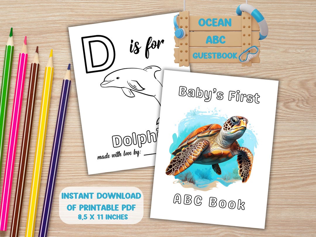 Ocean ABC Coloring Book & Guestbook for Baby Shower - Etsy