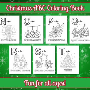 Christmas ABC Coloring Pages - Etsy