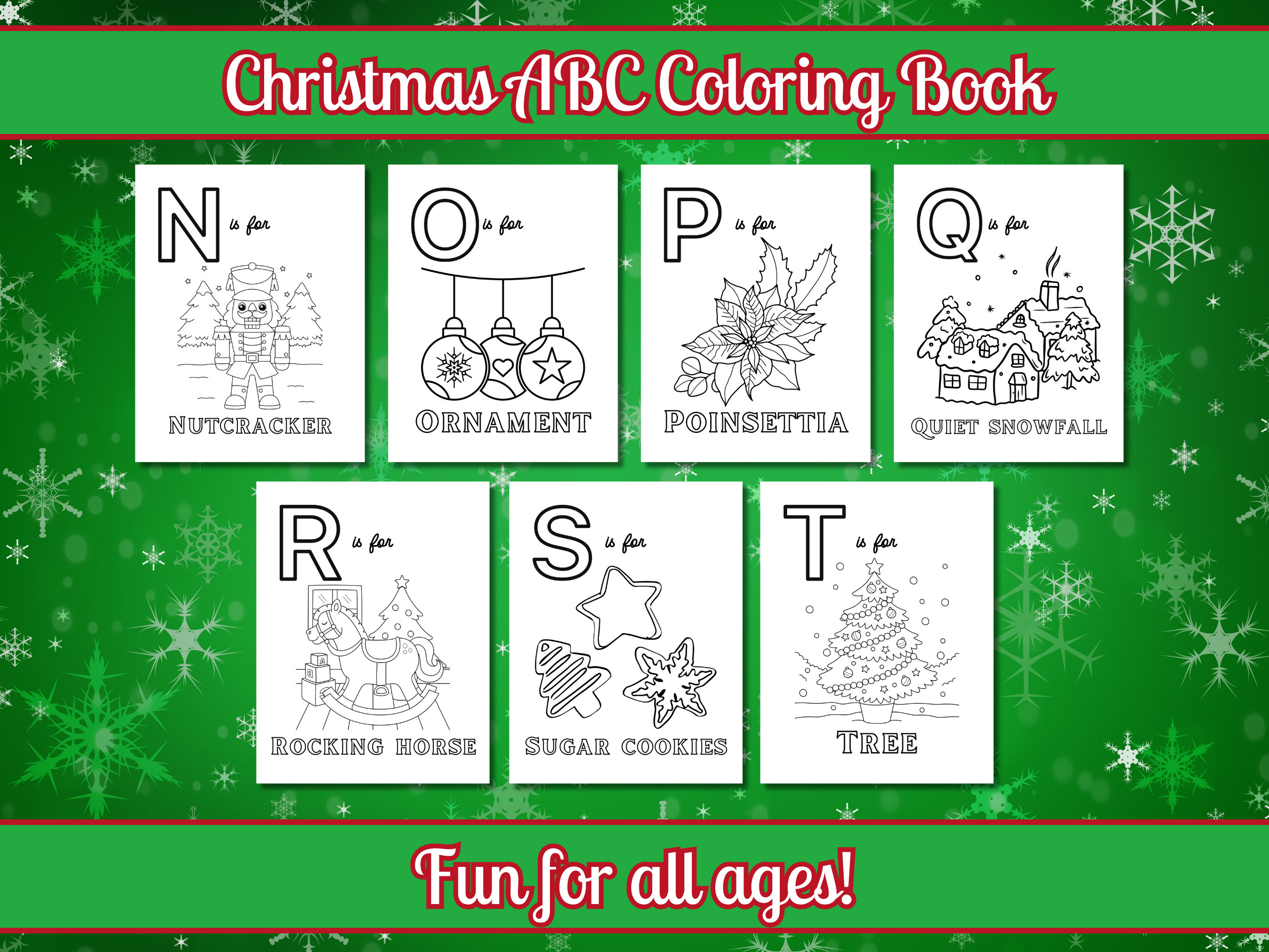 Christmas ABC Coloring Pages - Etsy