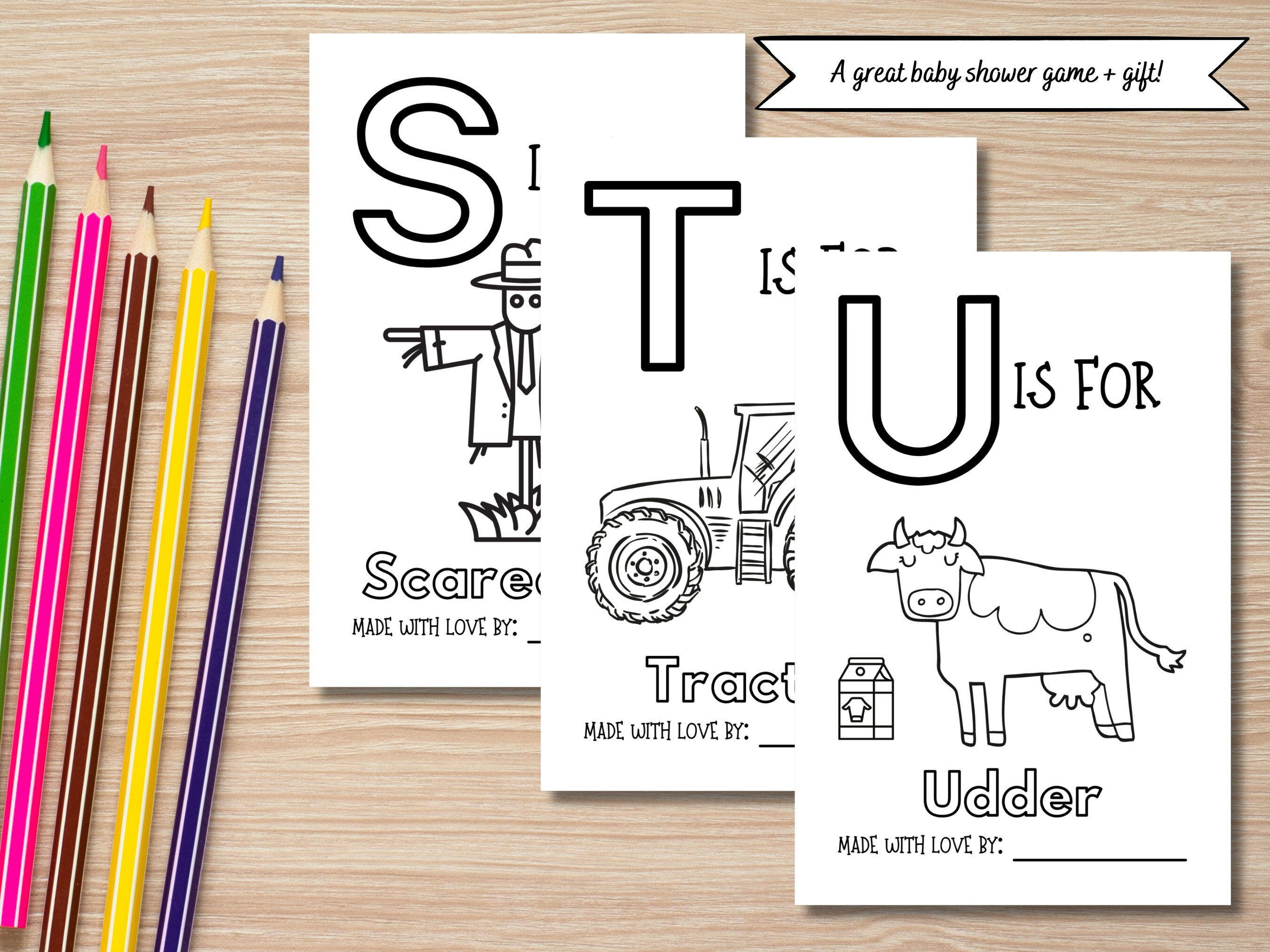 4x6 Printable Farm ABC Coloring Book for Baby Shower - Etsy