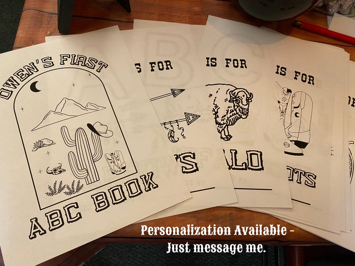 Western Cowboy ABC Coloring Book for Baby Shower - Etsy