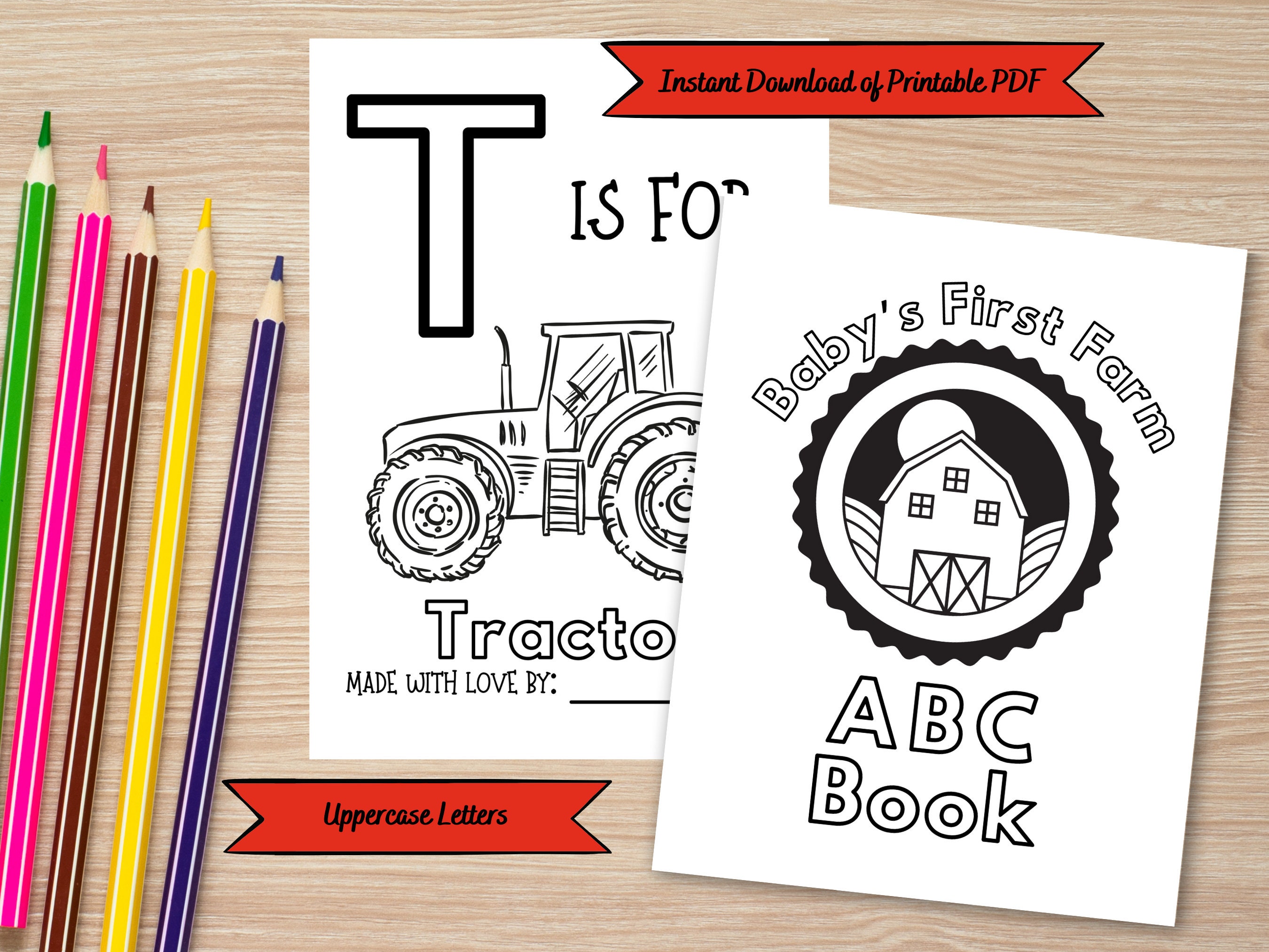 Farm ABC, 123, & Abc Coloring Book for Baby Shower Game - 75 Coloring ...