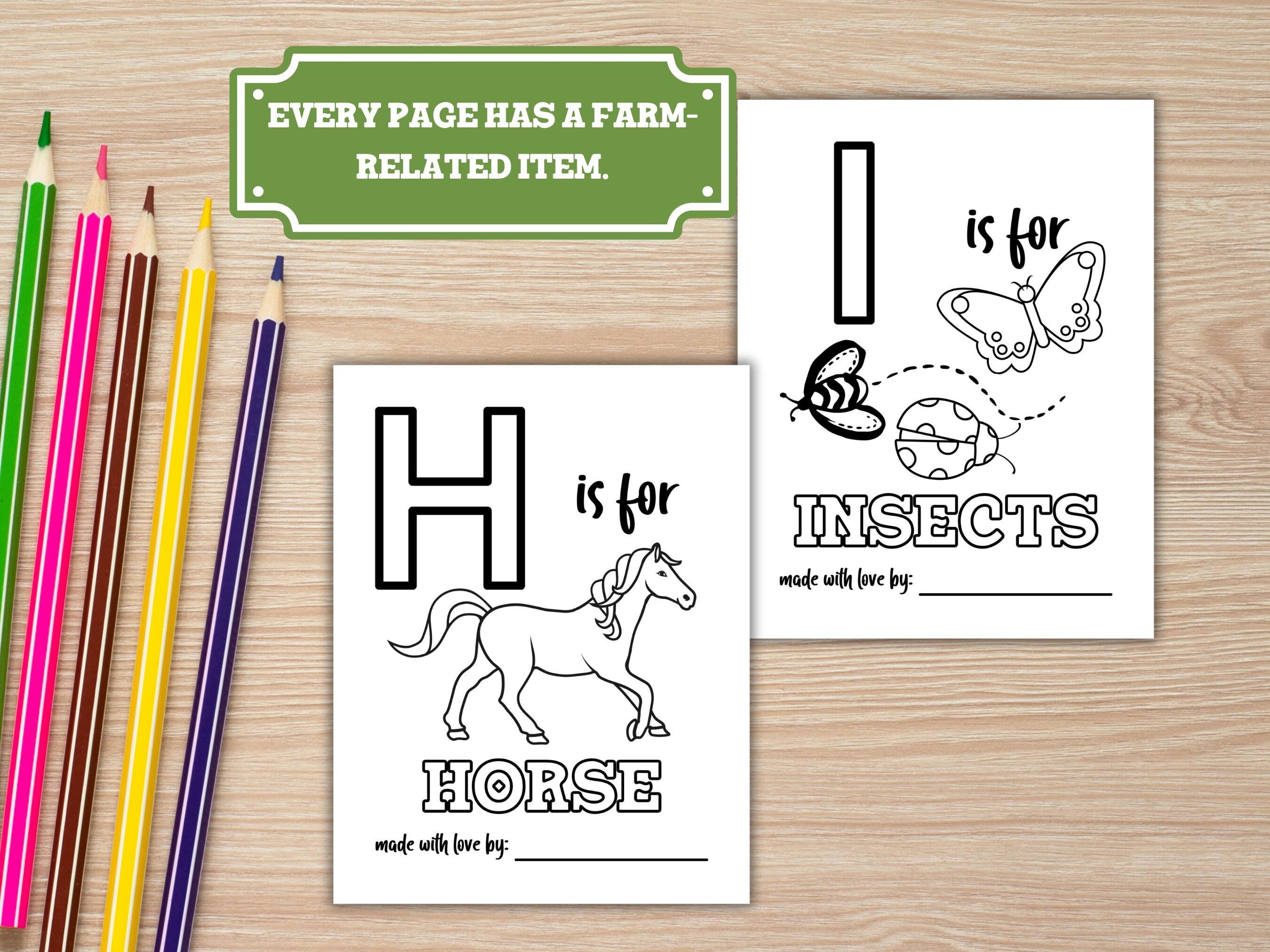 Farm ABC Coloring Book Guestbook for Baby Shower - Etsy