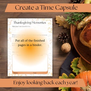 Thanksgiving Tradition Printable - Memories/time Capsule Page for ...