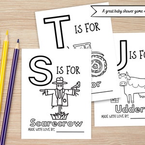 Cute Farm ABC Coloring Book for Baby Shower Game - Etsy