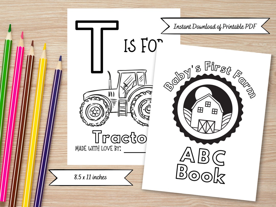 Farm ABC Coloring Book for Baby Shower - Etsy