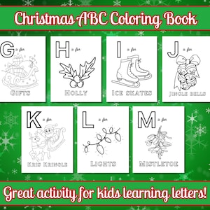 Christmas ABC Coloring Pages - Etsy