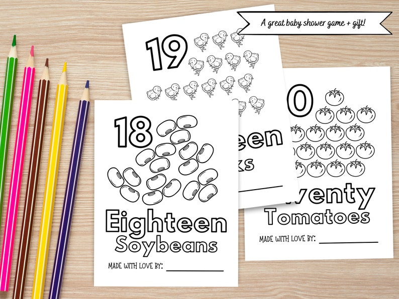 Farm 123 Coloring Book for Baby Shower - Etsy