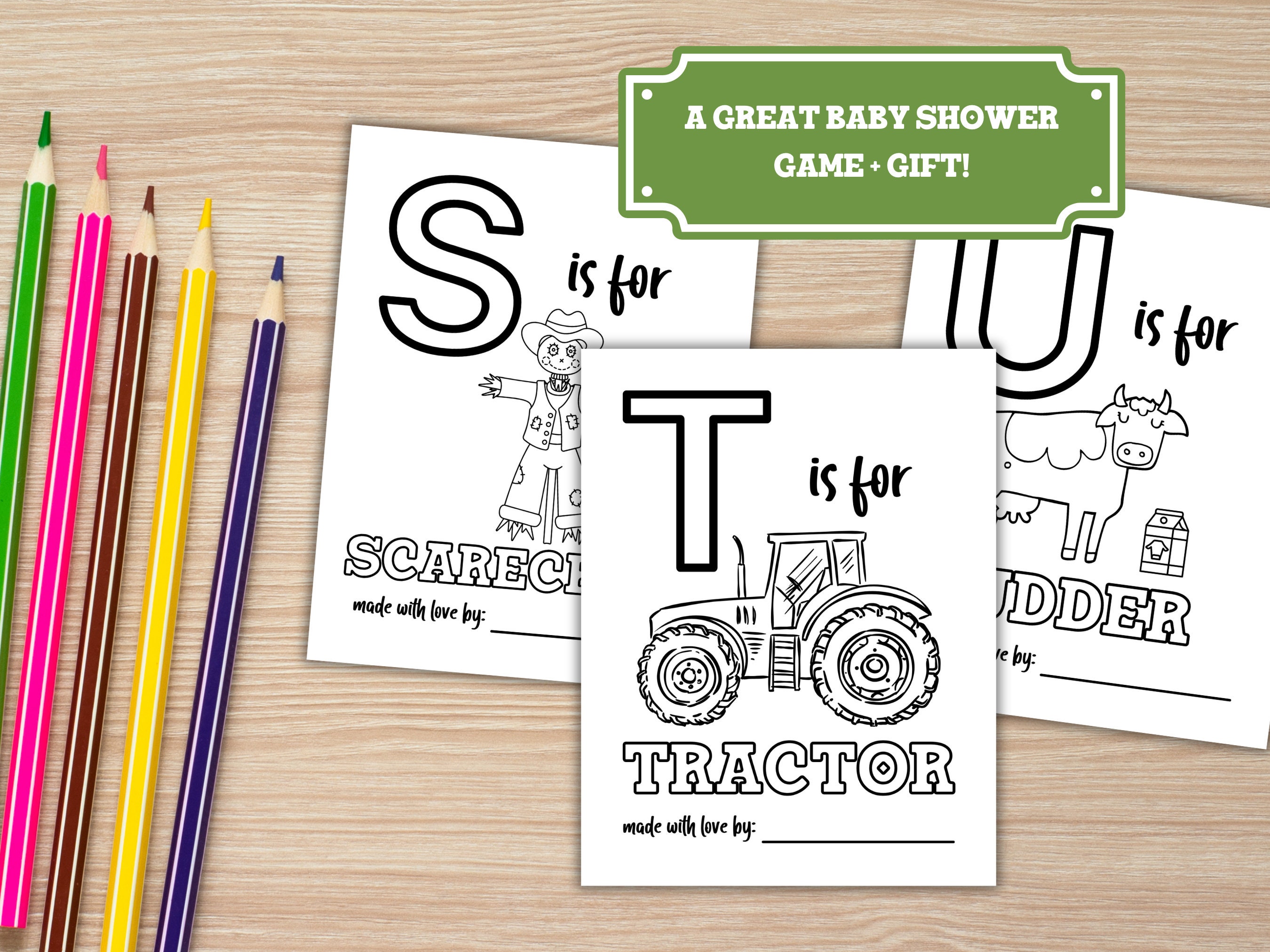 Farm ABC Coloring Book Guestbook for Baby Shower - Etsy