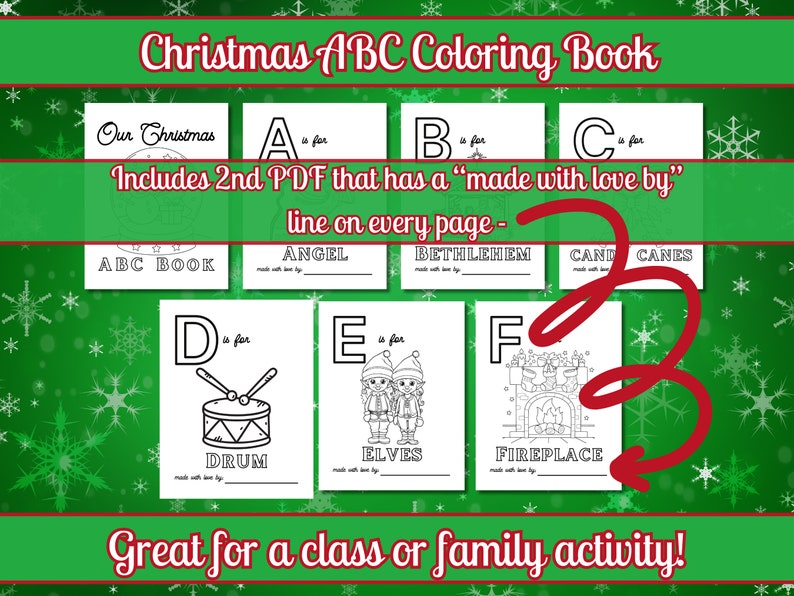 Christmas ABC Coloring Pages - Etsy